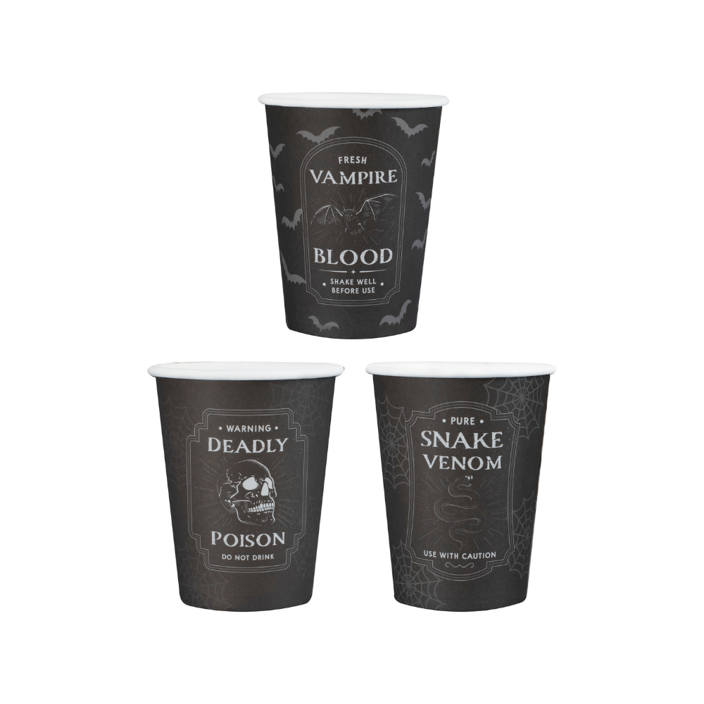 Black Potion Label Halloween Party Paper Cups (Pack of 8) – Qube Luxe