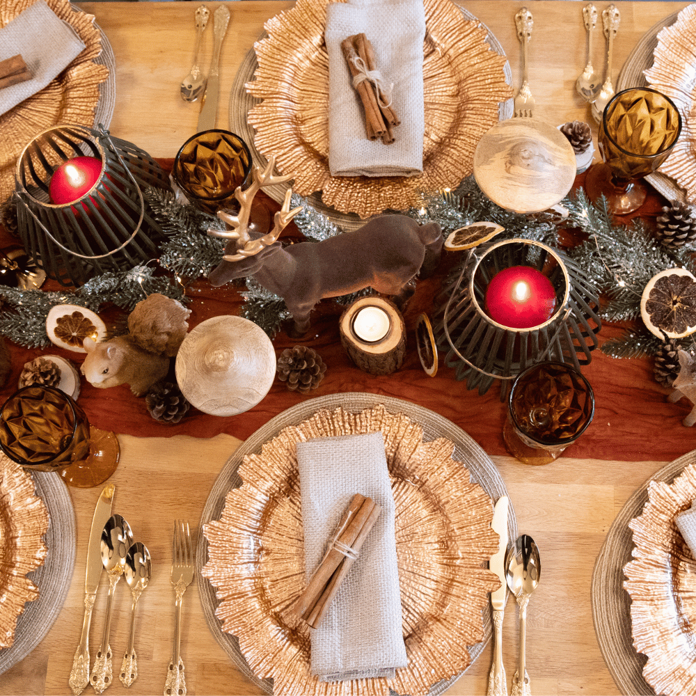 Enchanted Forest Tablescape For Four - Rustic Christmas Table ...