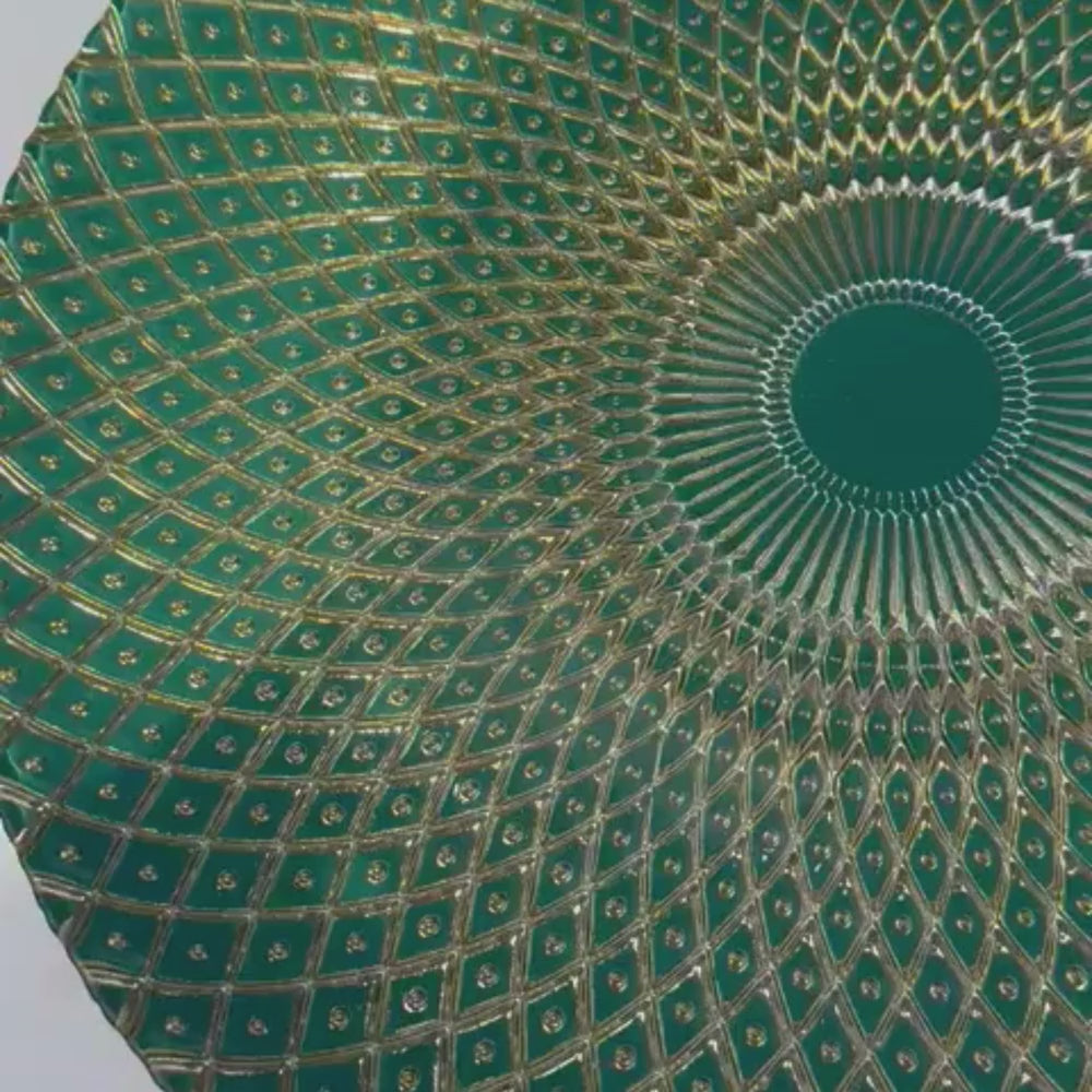 Teal and Gold Glass Plate – Qube Luxe