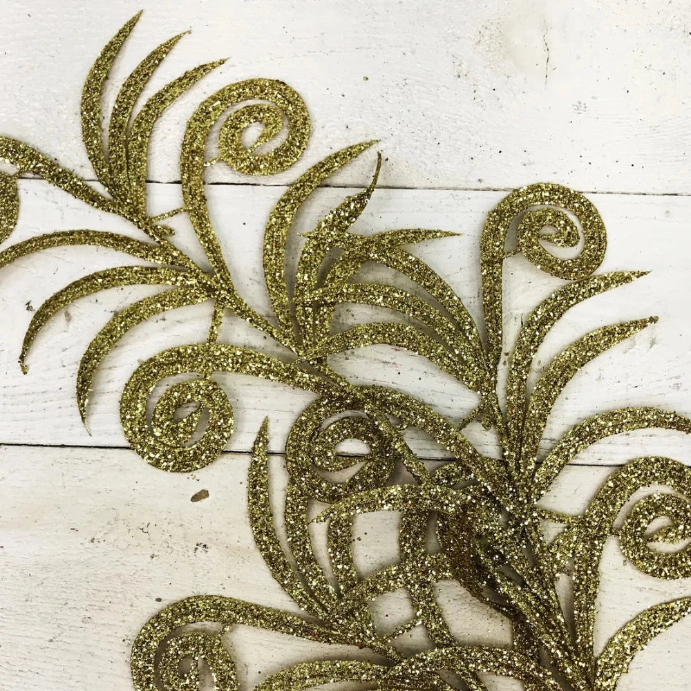Gold Glitter Fern Stem Christmas Decoration – Qube Luxe